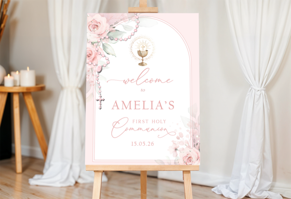 Floral Communion Welcome Sign Foamboard – www.weddingcreations.ie